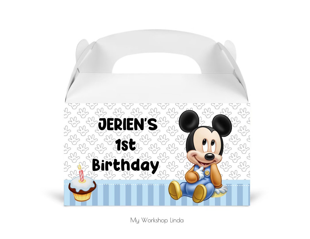 Digital Baby Mickey Personalized Gable Box Label-baby Birthday-mickey ...
