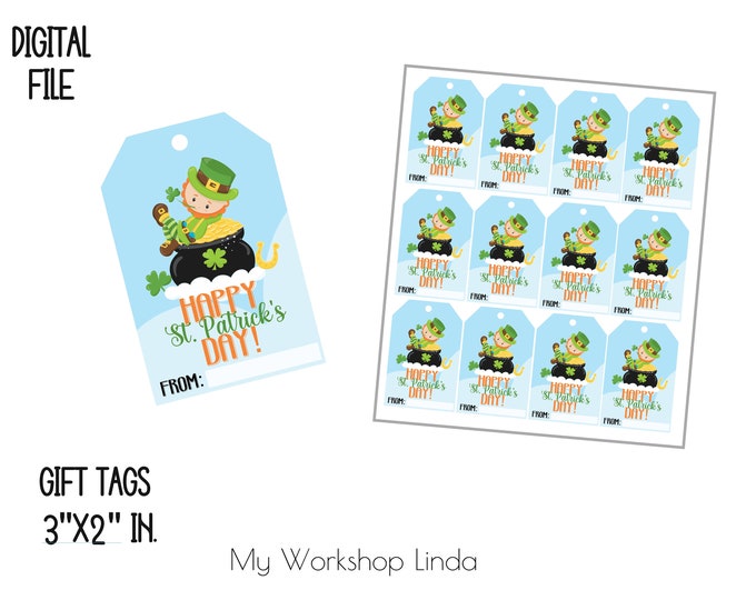 Friend St. Patricks Day Printable Gift Tags, Editable Personalized ...