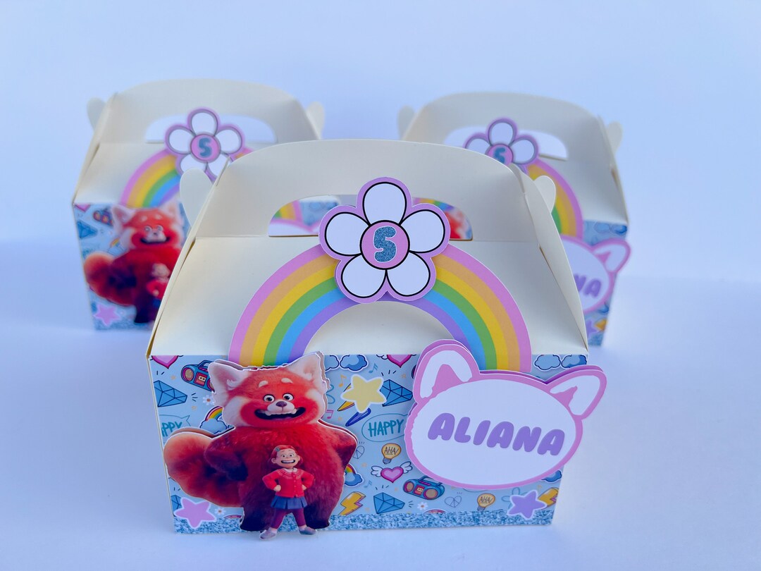 Personalized Turning Red Favor Boxes -red Panda Party Favors -girls ...