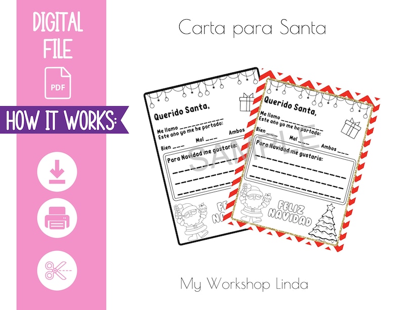 SPANISH Printable Coloring Letter to Santa Carta Para Santa - Etsy