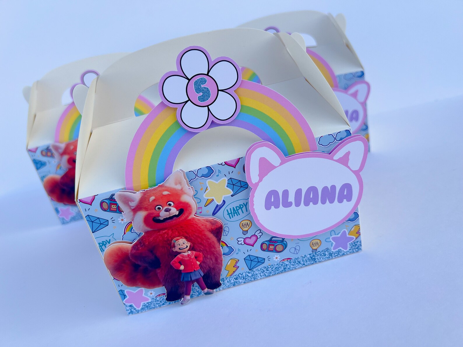Personalized Turning Red Favor Boxes -red Panda Party Favors -girls ...