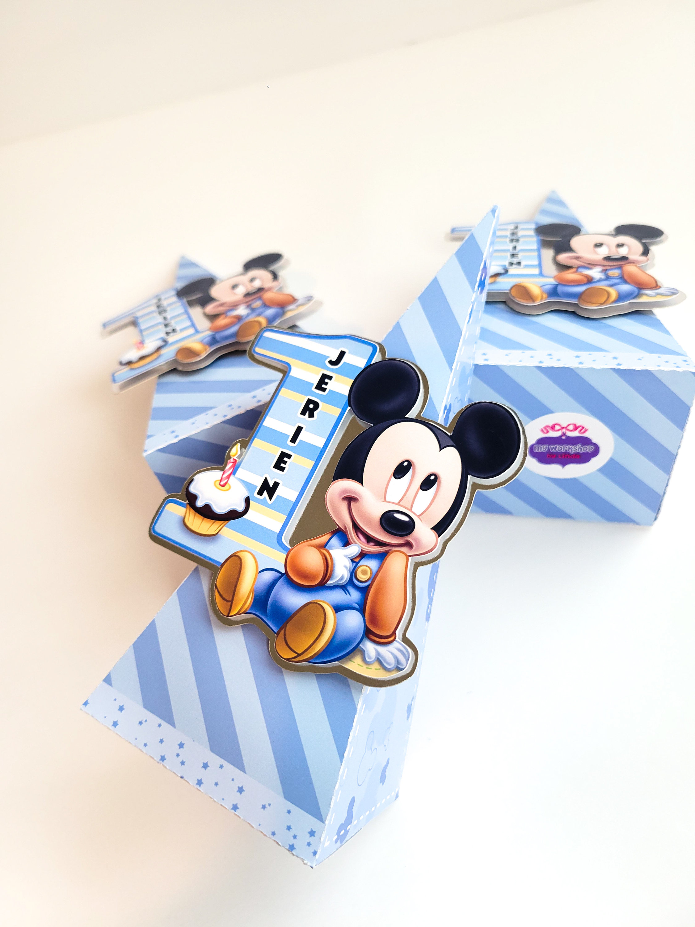 Mickey Mouse Baby First Birthday Party Personalized Pyramid - Etsy