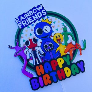 Personalized Rainbow Friends Birthday Cake Topper - Kids Party Decor ...