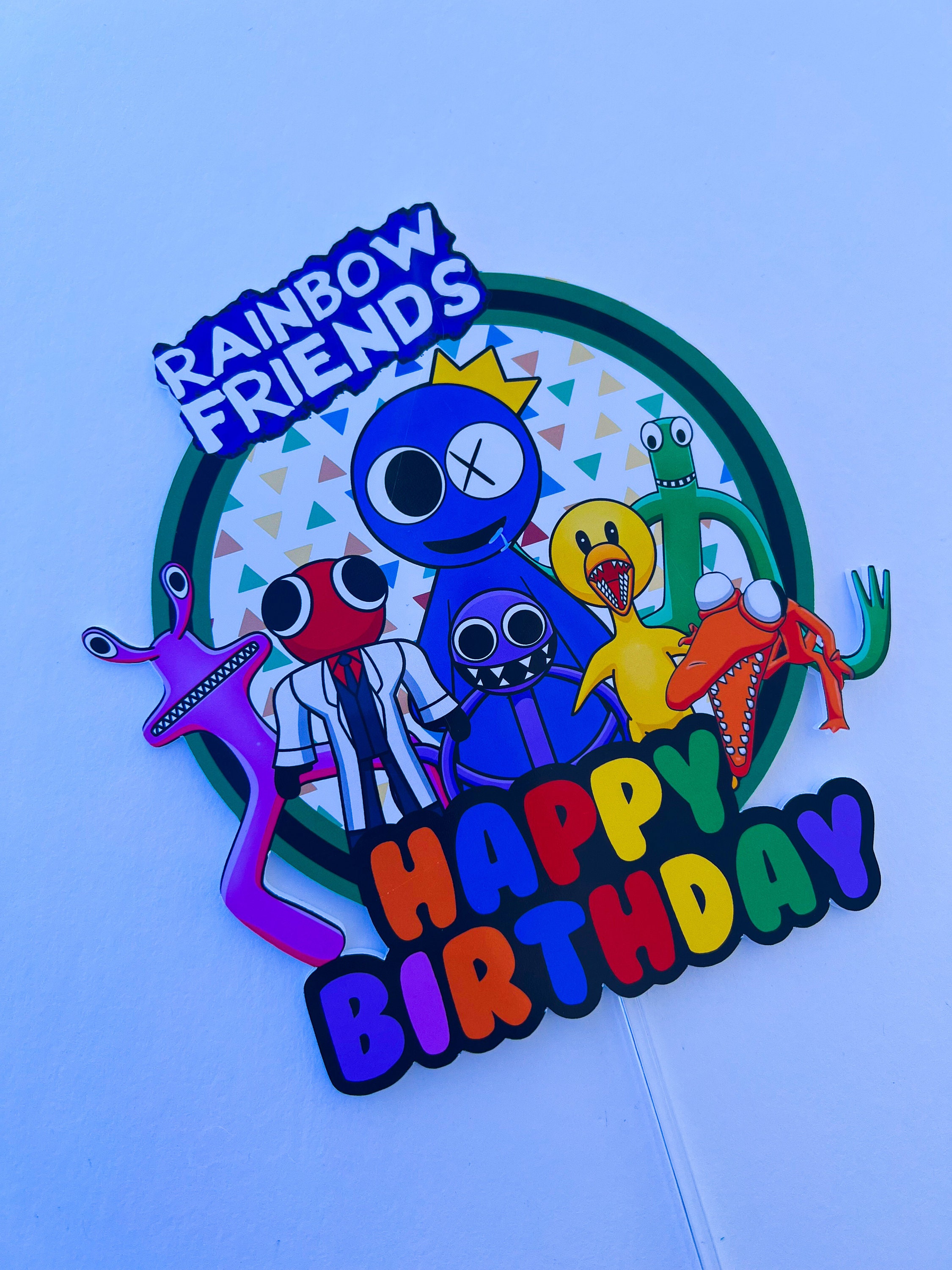 Personalized Rainbow Friends Birthday Cake Topper - Kids Party Decor ...
