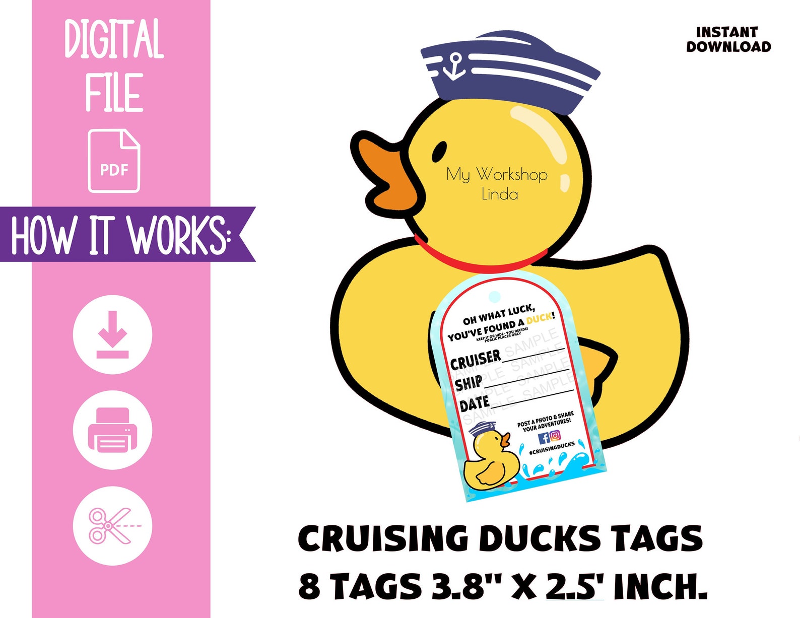 Printable Cruising Ducks Tags / Cruising Ducks / Rubber Duck Tag /gift ...