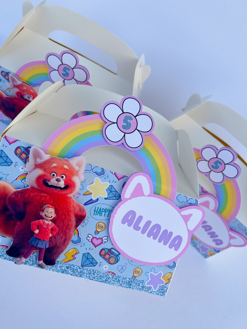 Personalized Turning Red Favor Boxes -red Panda Party Favors -girls ...