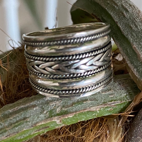 Silver Wide Band Chunky Ring - Etsy UK