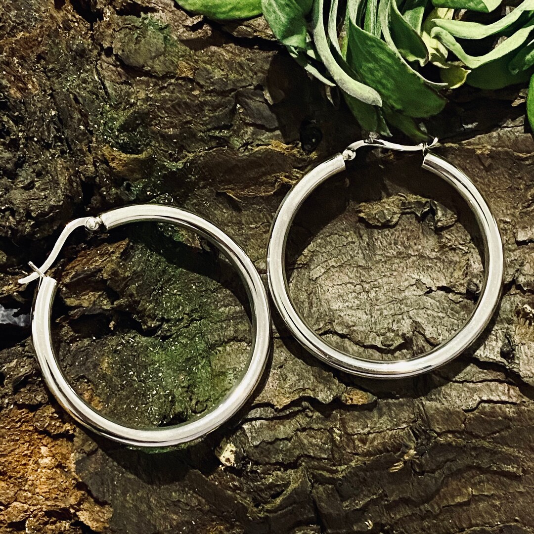 Silver Hoops 4mm Thick Earring Range, Select Your Hoop Size, Silver Hoop Earrings, Minimalist ...