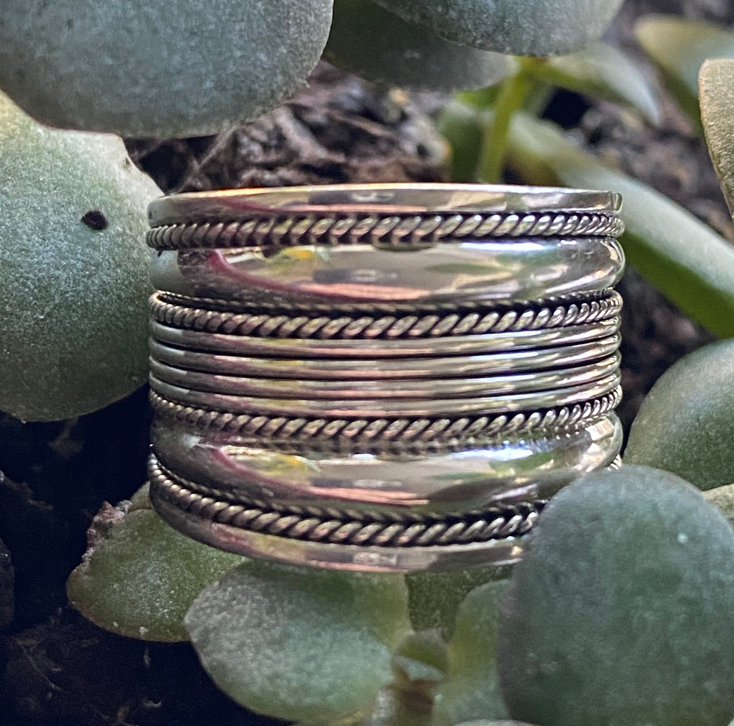 Silver Wide Band Chunky Ring | Etsy UK