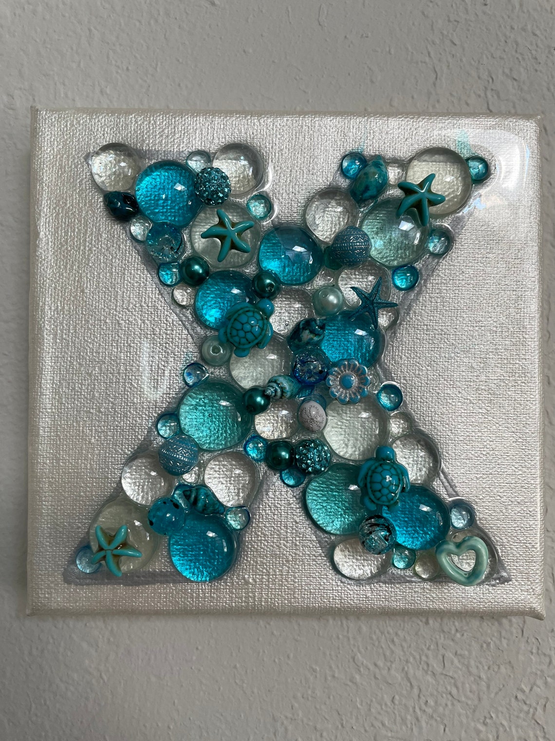 Heart Beach Lover XO Glass/shells/resin Valentine - Etsy