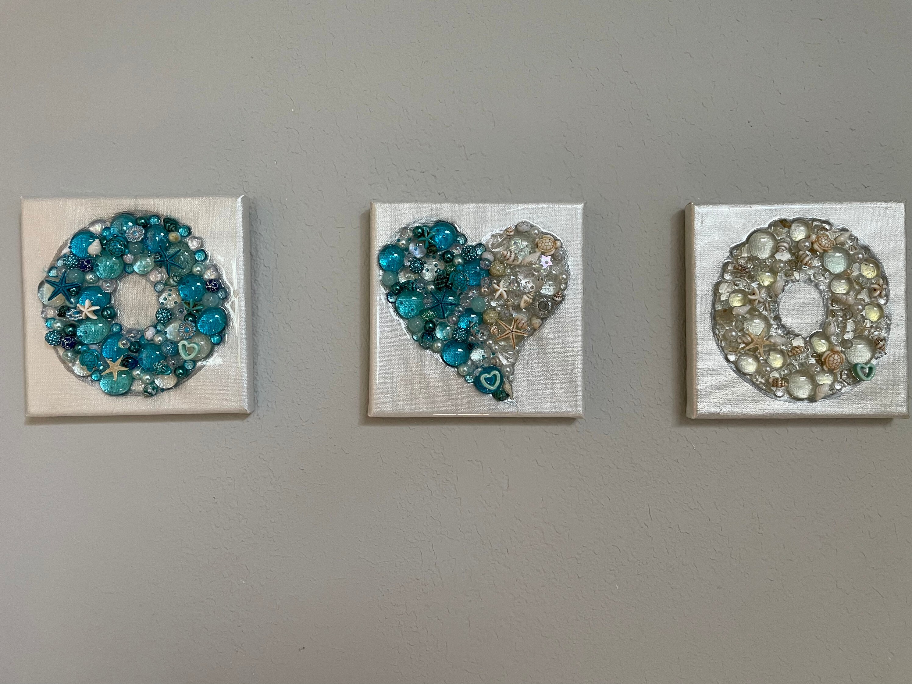 Heart Beach Lover XO Glass/shells/resin Valentine - Etsy