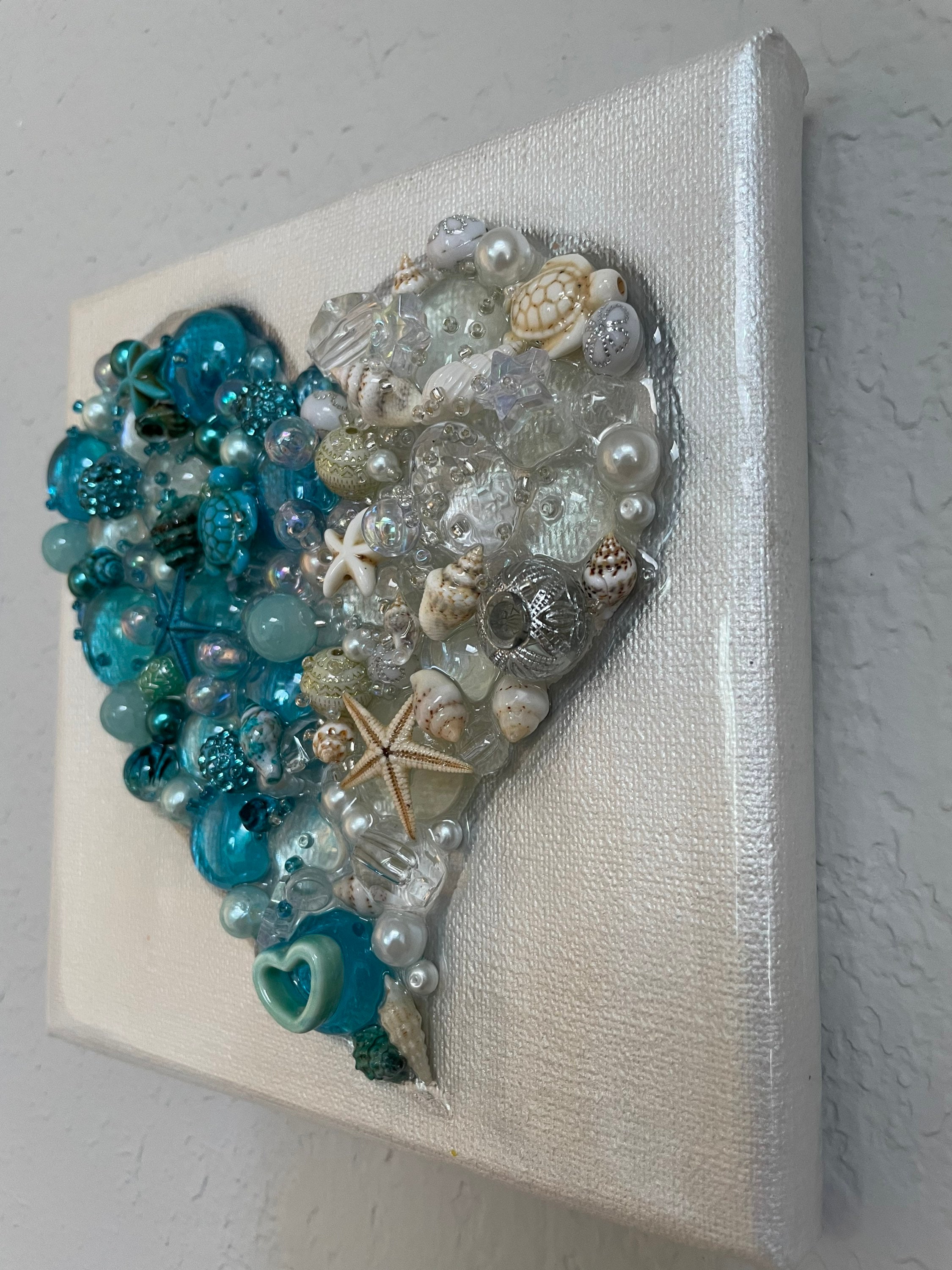 Heart Beach Lover XO Glass/shells/resin Valentine - Etsy