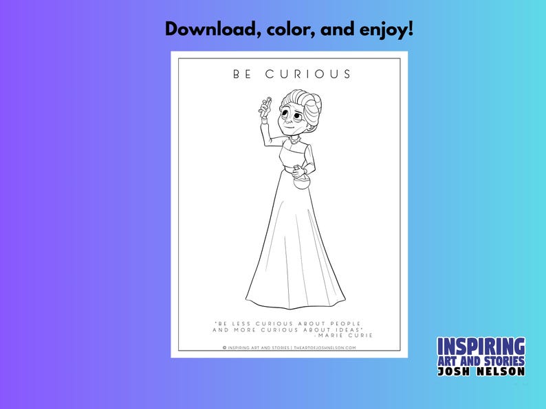 Madam Marie Curie Coloring Page - Etsy