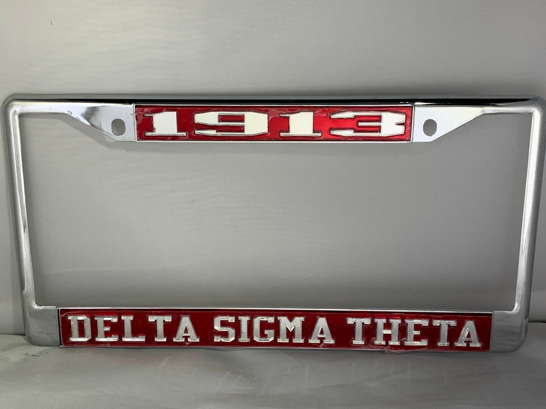 1913- Delta Sigma Theta License Frame Red Background Mirror Letters - Etsy