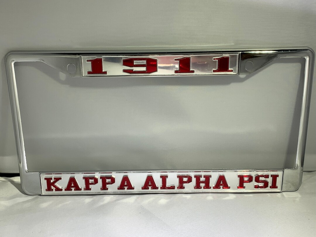 1911- Kappa Alpha Psi License Frame Silver Background Red Letters - Etsy