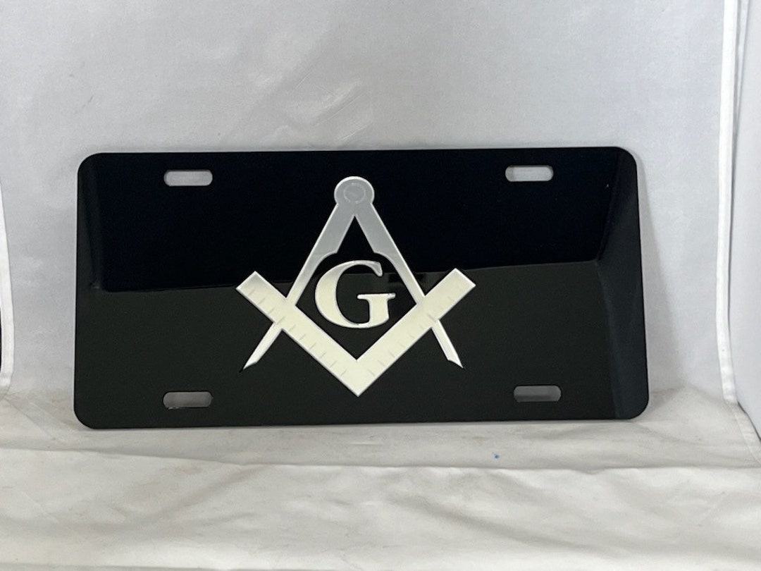 Mason Symbol License Plate Black Background Mirror Letter and Symbol - Etsy
