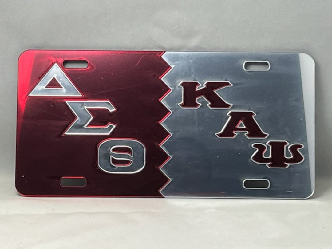 DST-KAP Split License Plate- Red & Mirror Background Mirror and Red ...