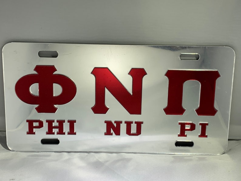 Kappa Alpha Psi Phi Nu Pi License Plate Mirror Background Red Letters ...