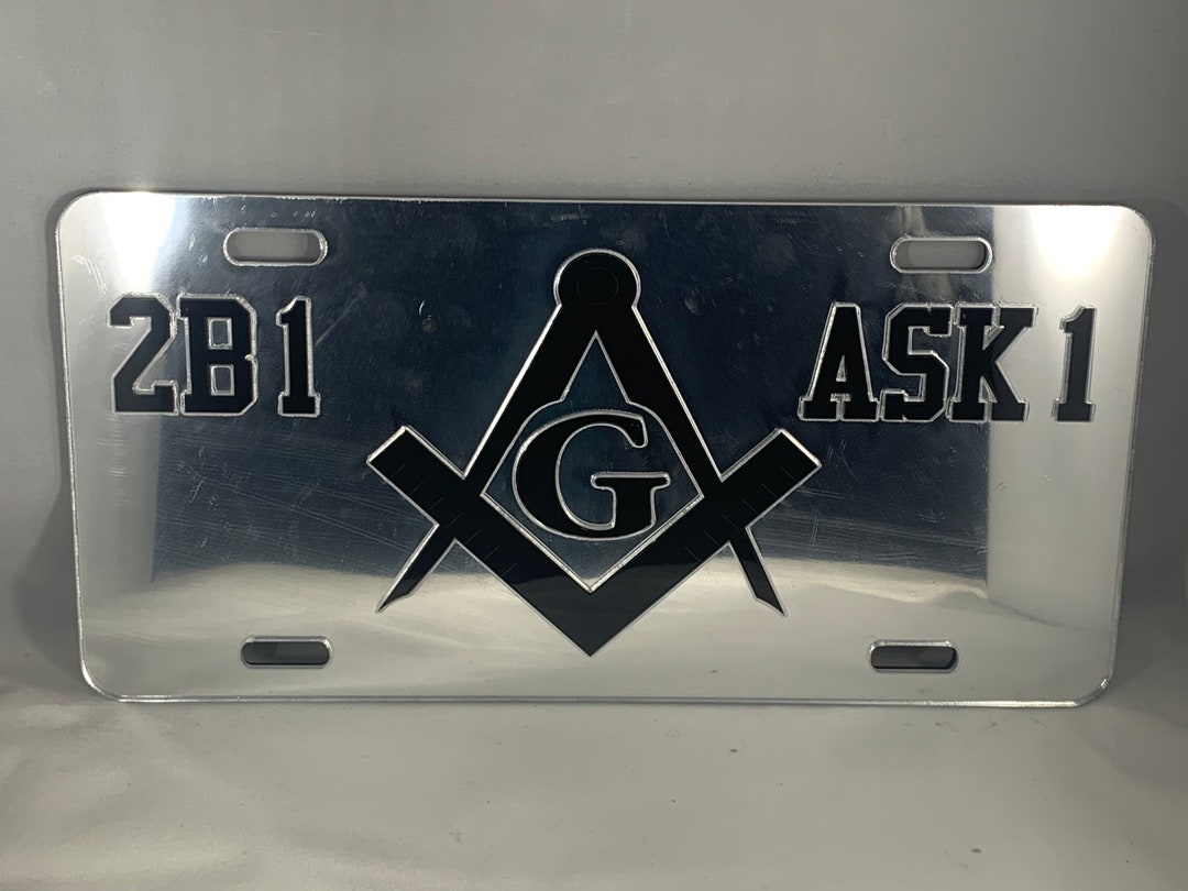 Mason Emblem 2b1/ask1 License Plate Mirror Background Black Letters - Etsy