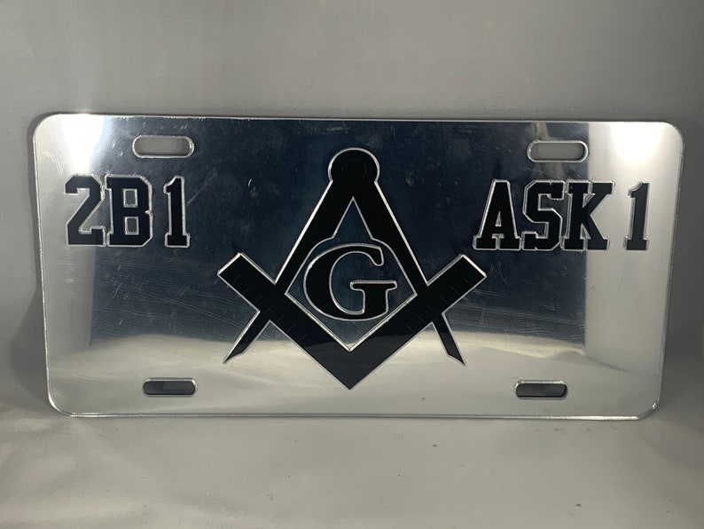 Mason Emblem 2b1/ask1 License Plate Mirror Background Black Letters - Etsy