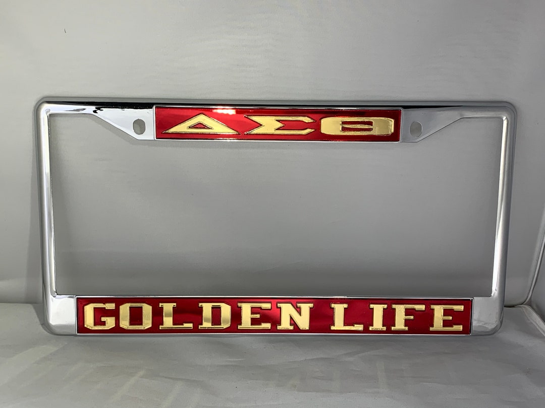 Delta Sigma Theta- Golden Life License Frame Red Background Gold ...