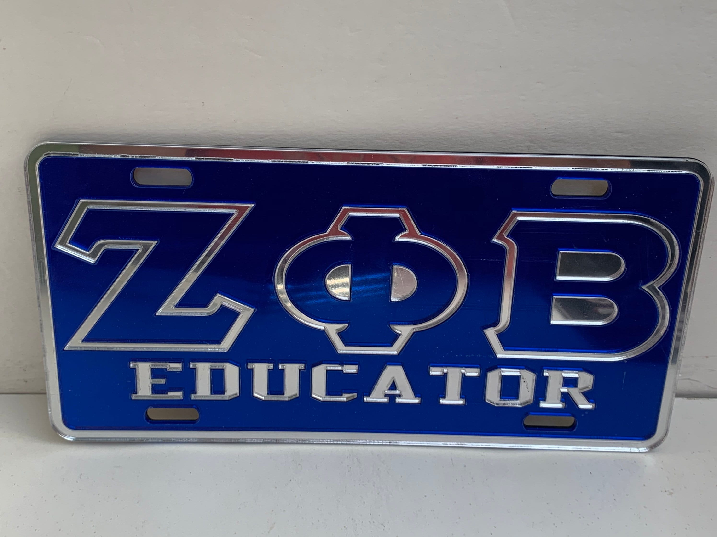 Zeta Phi Beta- Educator License Plate Blue Background W/ Mirror Rim - Etsy