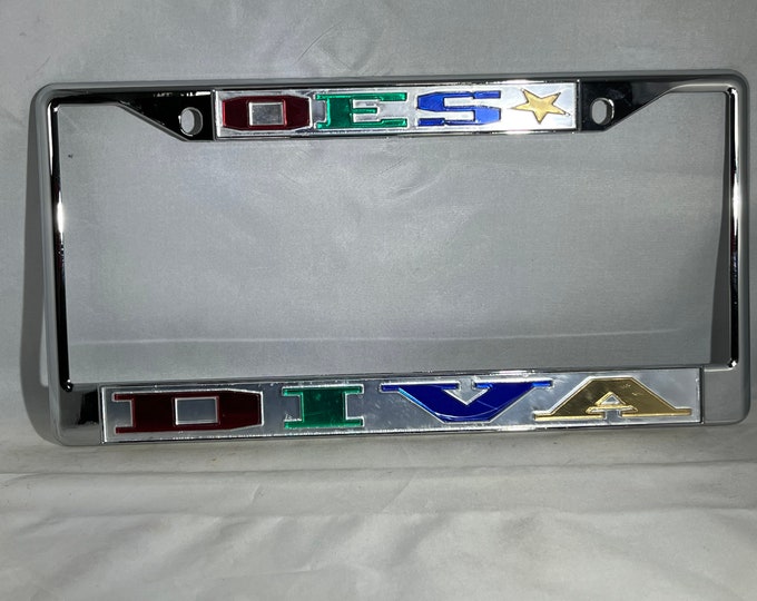 OES Diva License Frame Mirror Background Red Blue Green Letters - Etsy