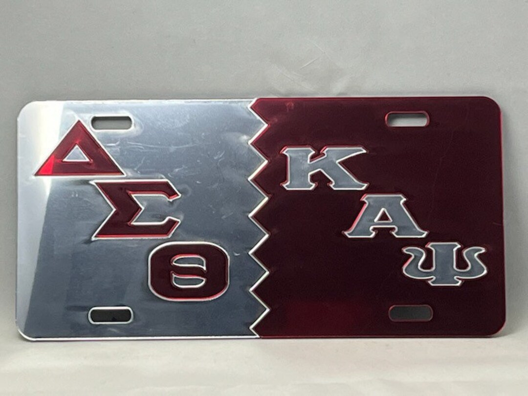 DST-KAP Split License Plate- Mirror & Red Background Red and Mirror ...