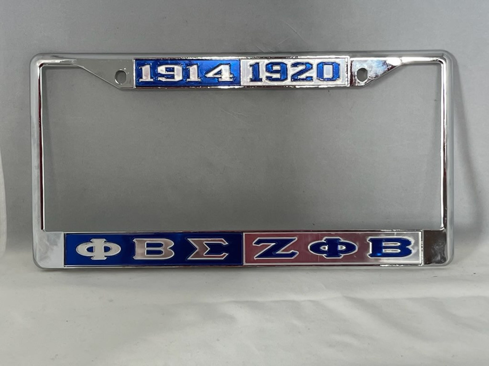 1914 PBS/1920 ZPB Split License Frame- Blue & Mirror Background/letters ...