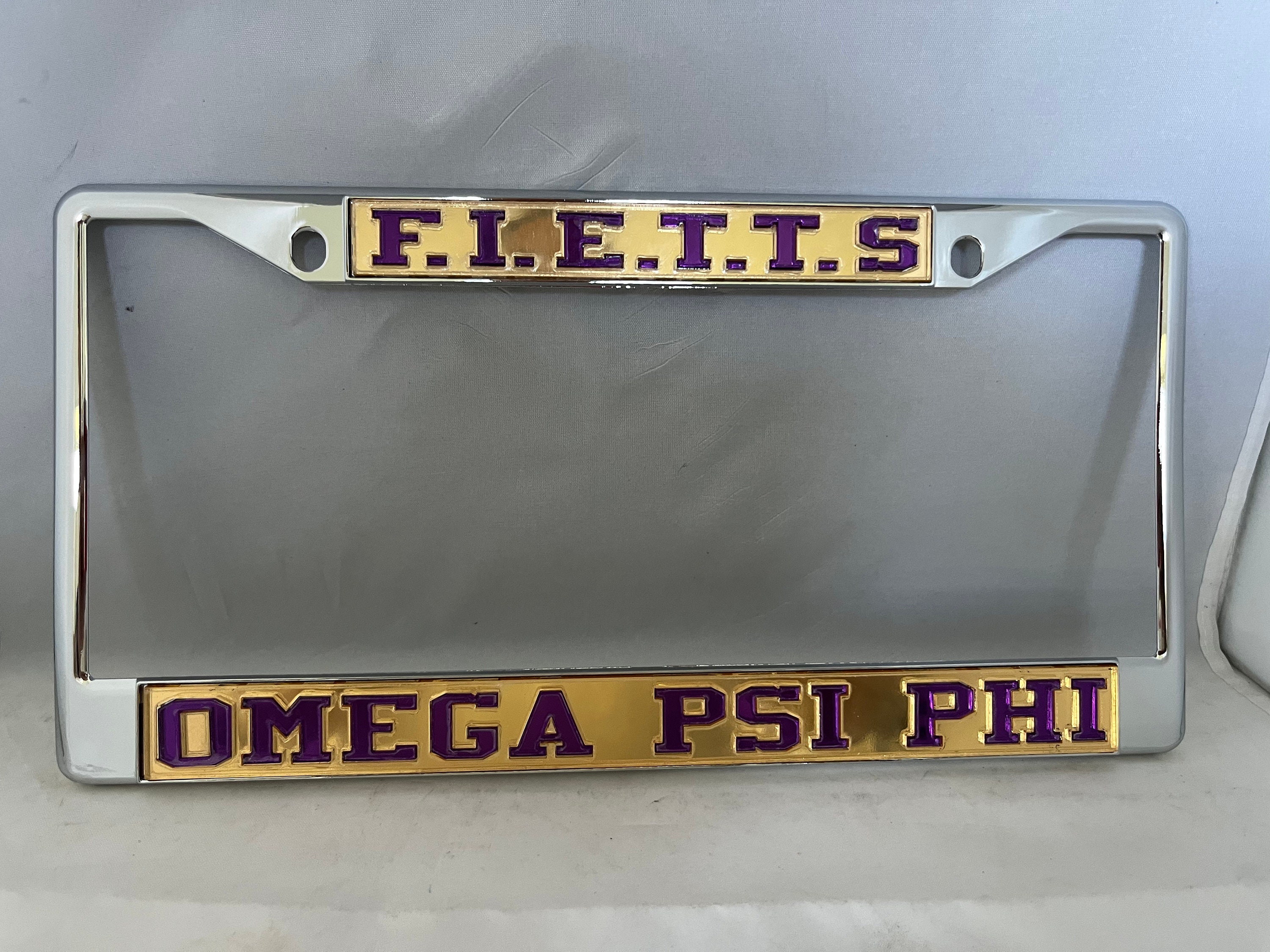F.I.E.T.T.S Omega Psi Phi License Frame Gold Background Purple Letters ...
