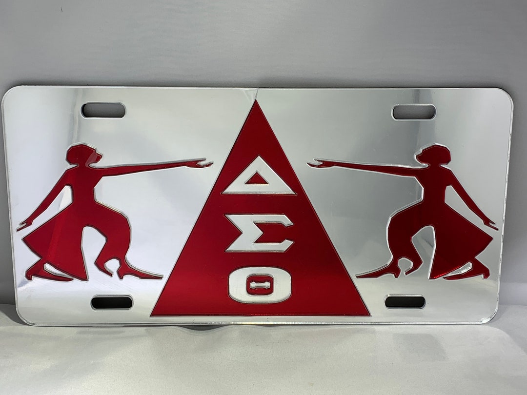 Delta Sigma Theta- Women W/ Pyramid License Plate Mirror Background Red ...