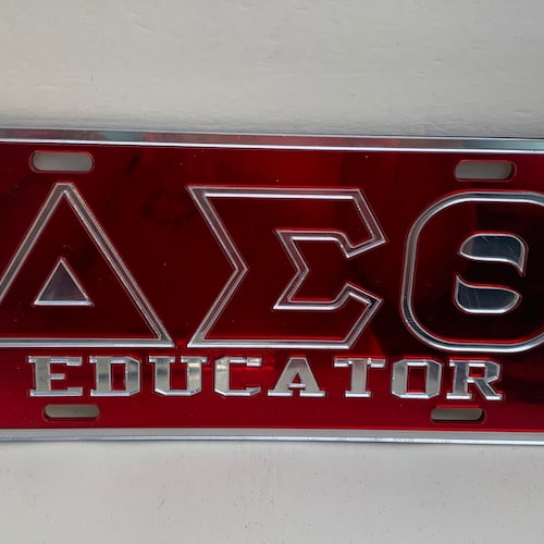 Delta Sigma Theta Red Background Educator License Plate W/ - Etsy