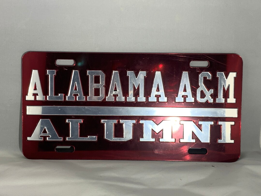 Alabama A&M-ALUMNI License Plate Maroon Background Mirror Letters - Etsy