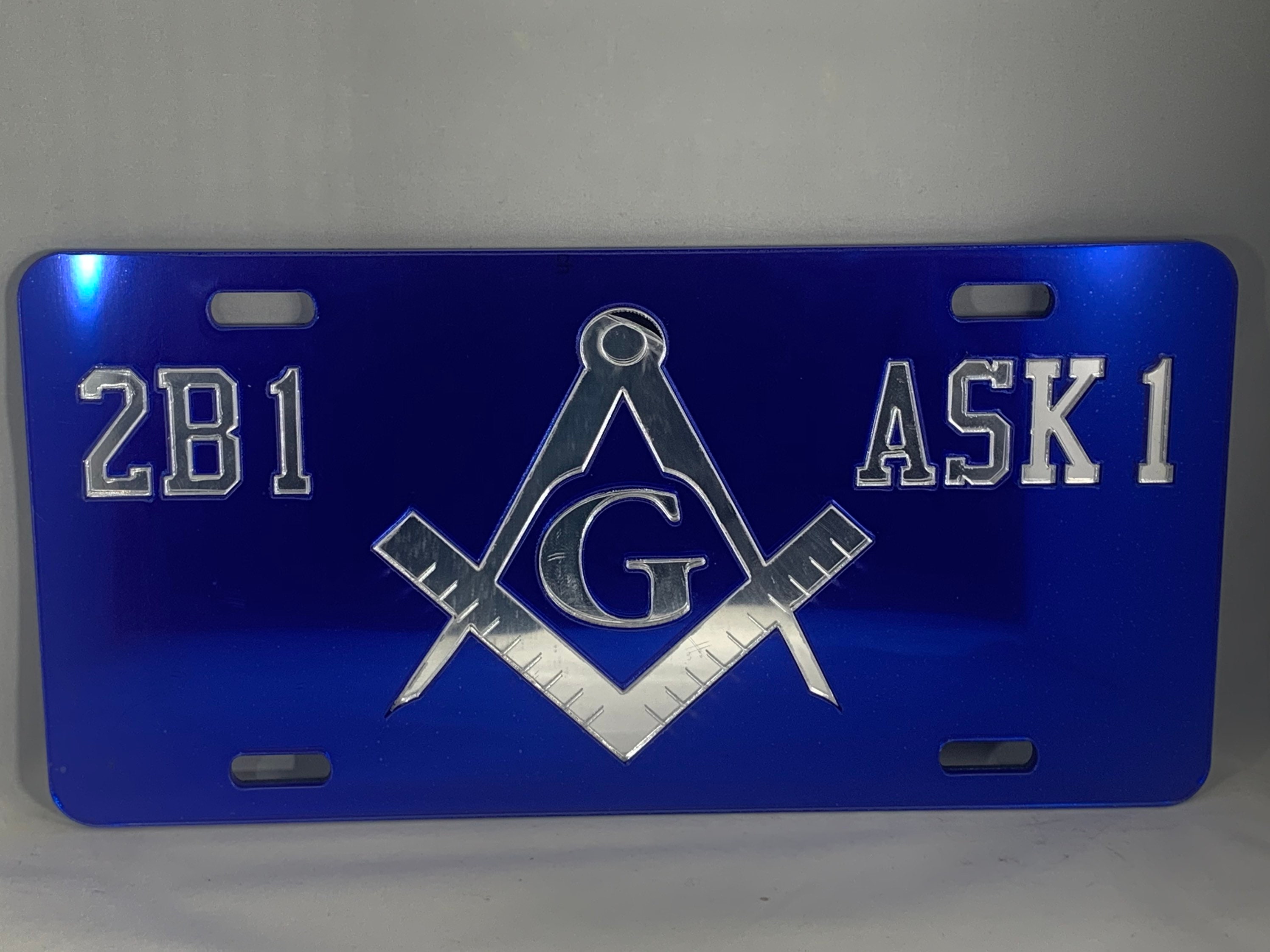 Mason Blue 2b1/ask1 License Plate Blue Background Mirror Letters - Etsy