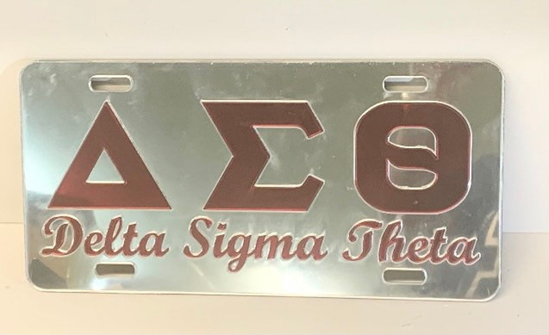 DST- Delta Sigma Theta Script License Plate Silver Background Red ...