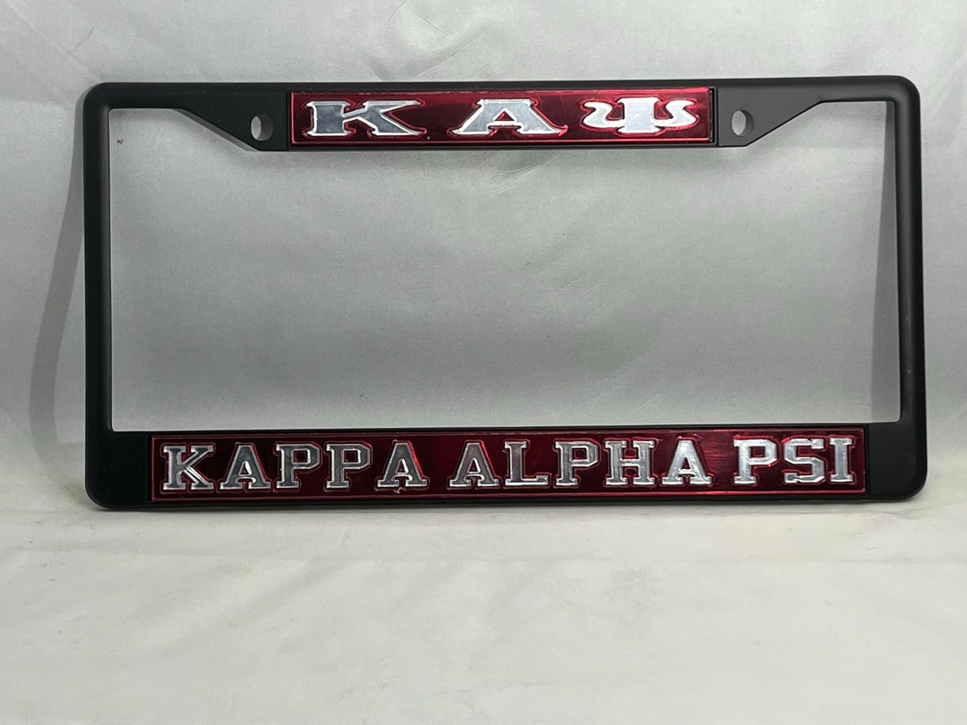 KAP Kappa Alpha Psi Black License Frame- Red Background Mirror Letters ...