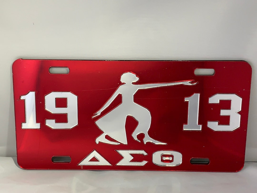 1913 Delta Sigma Theta- Lady Fortitude License Plate Red Background ...