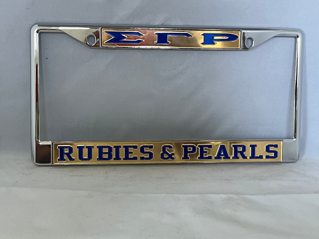 SGRHO Rubies & Pearls License Frame- Gold Background Blue Letters - Etsy