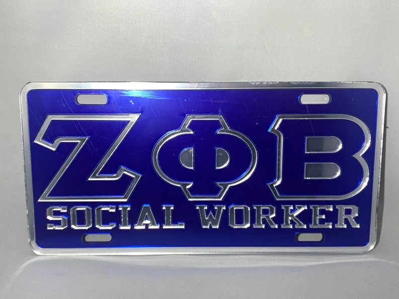 Zeta Phi Beta Social Worker License Plate Blue Background - Etsy