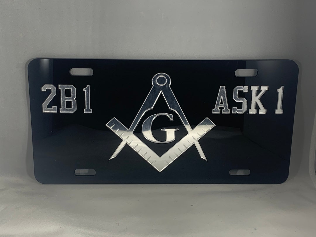 Mason License Plate 2b1/ask1- Black Background Mirror Letters LICENSE ...