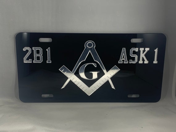 Mason License Plate 2b1/ask1 Black Background Mirror Letters - Etsy