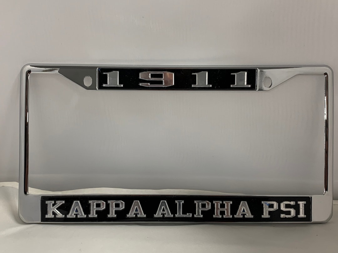 New! 1911-kappa Alpha Psi License Frame Black Background Silver Letters ...