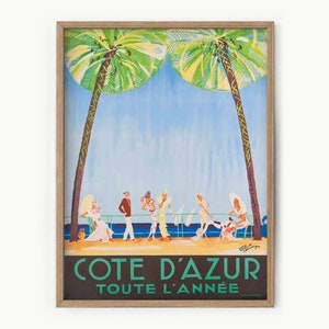 Cote D'azur Art Deco French Riviera Vintage Travel Poster Jean Gabriel ...
