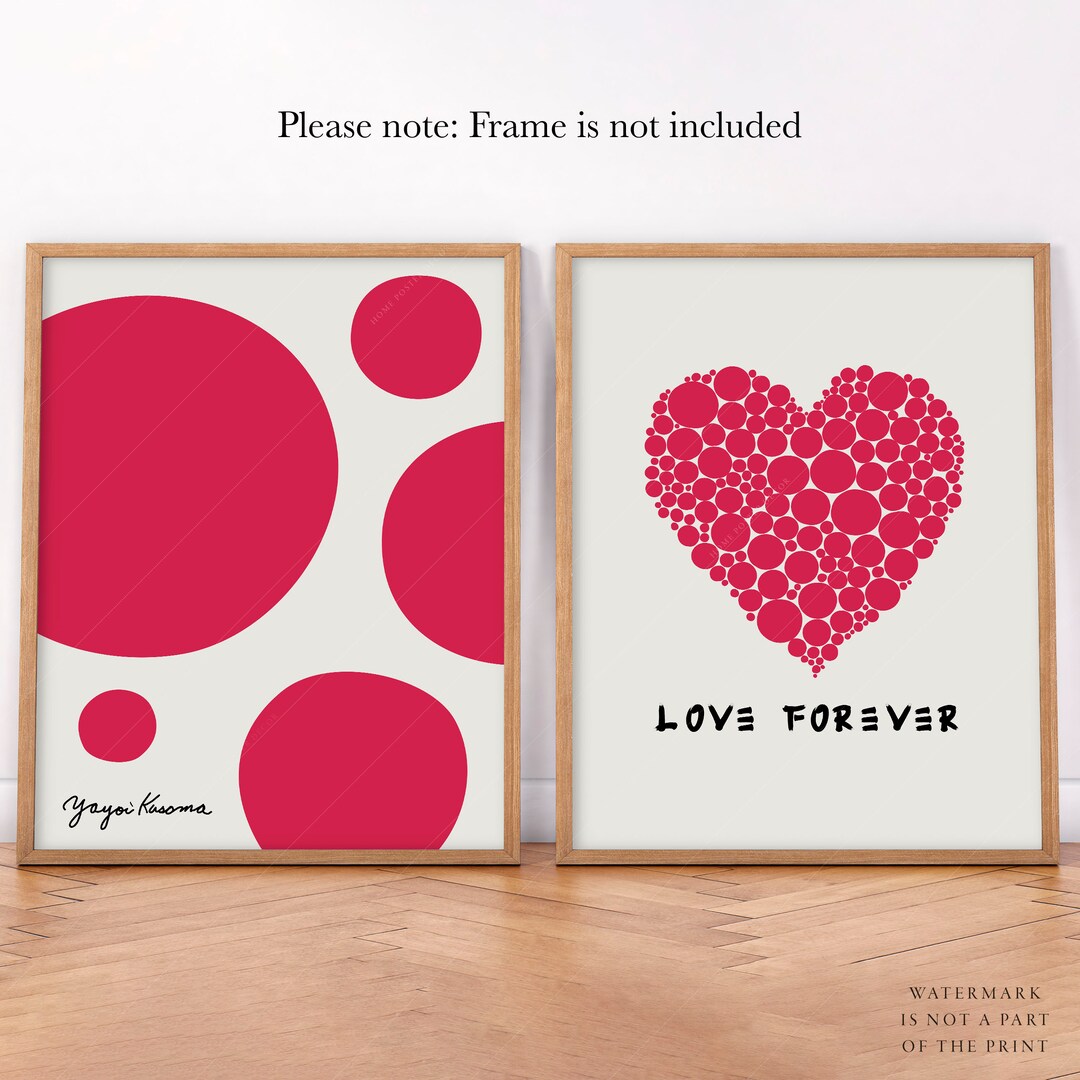 Yayoi Kusama Love Forever Print Set: Red Dots Heart Modern Art - Etsy UK
