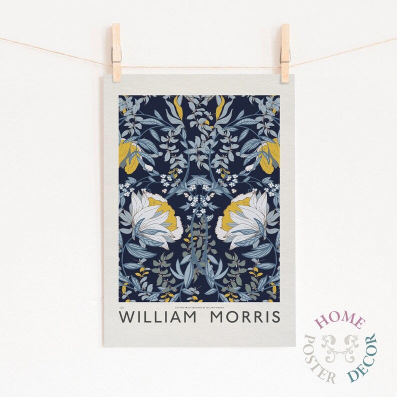 Floral Art Print Vintage Blue Flower William Morris Poster | Etsy
