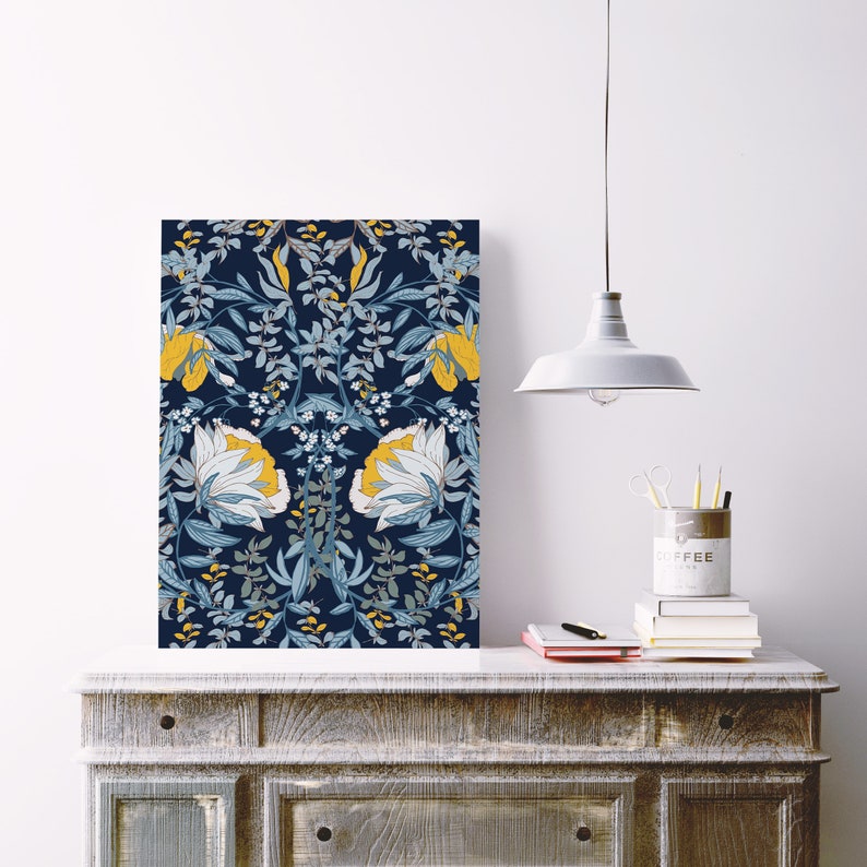 William Morris Print Blue Flowers Print Leaves Wall Art - Etsy