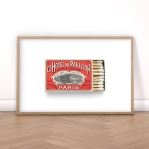 Paris Hotel Poster Vintage Matchbox Retro Wall Decor Above Sofa Travel ...