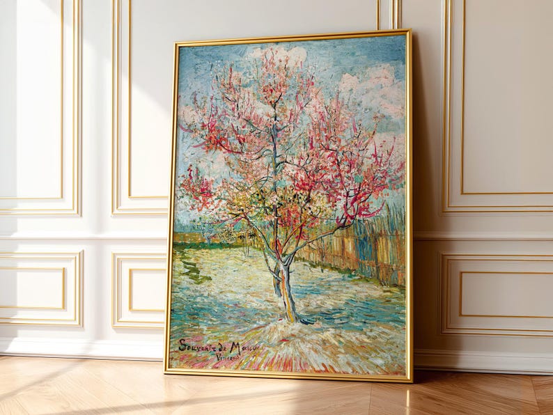 Vincent Van Gogh Pink Peach Trees Famous Painting Wall Art for Living ...