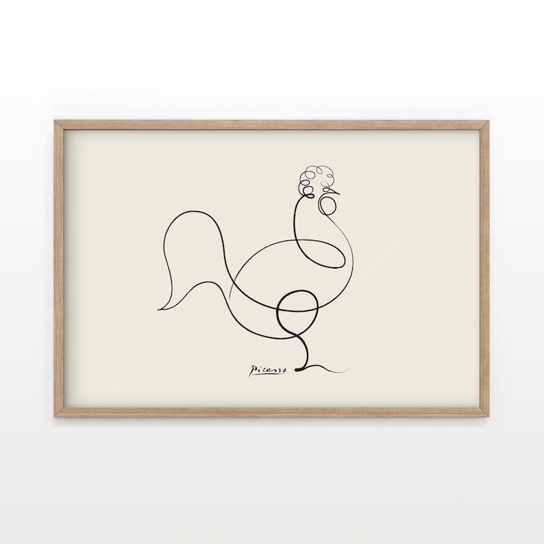 Pablo Picasso, Rooster Line Art, Le Coq Print, Picasso Chicken, Picasso ...