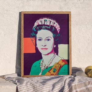 Andy Warhol Print, Queen Elizabeth II, Purple Art, the Crown, Pop Art ...
